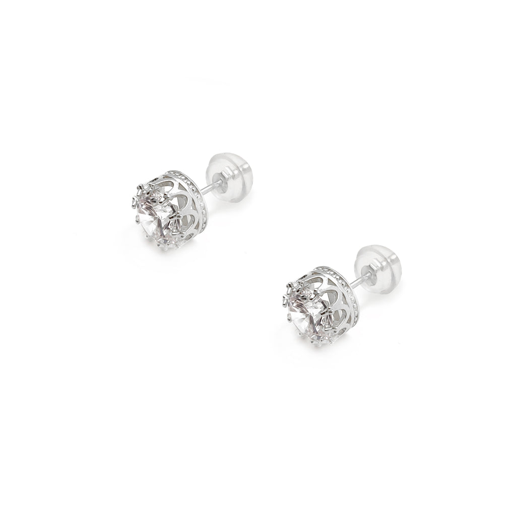 crown setting stud earrings
