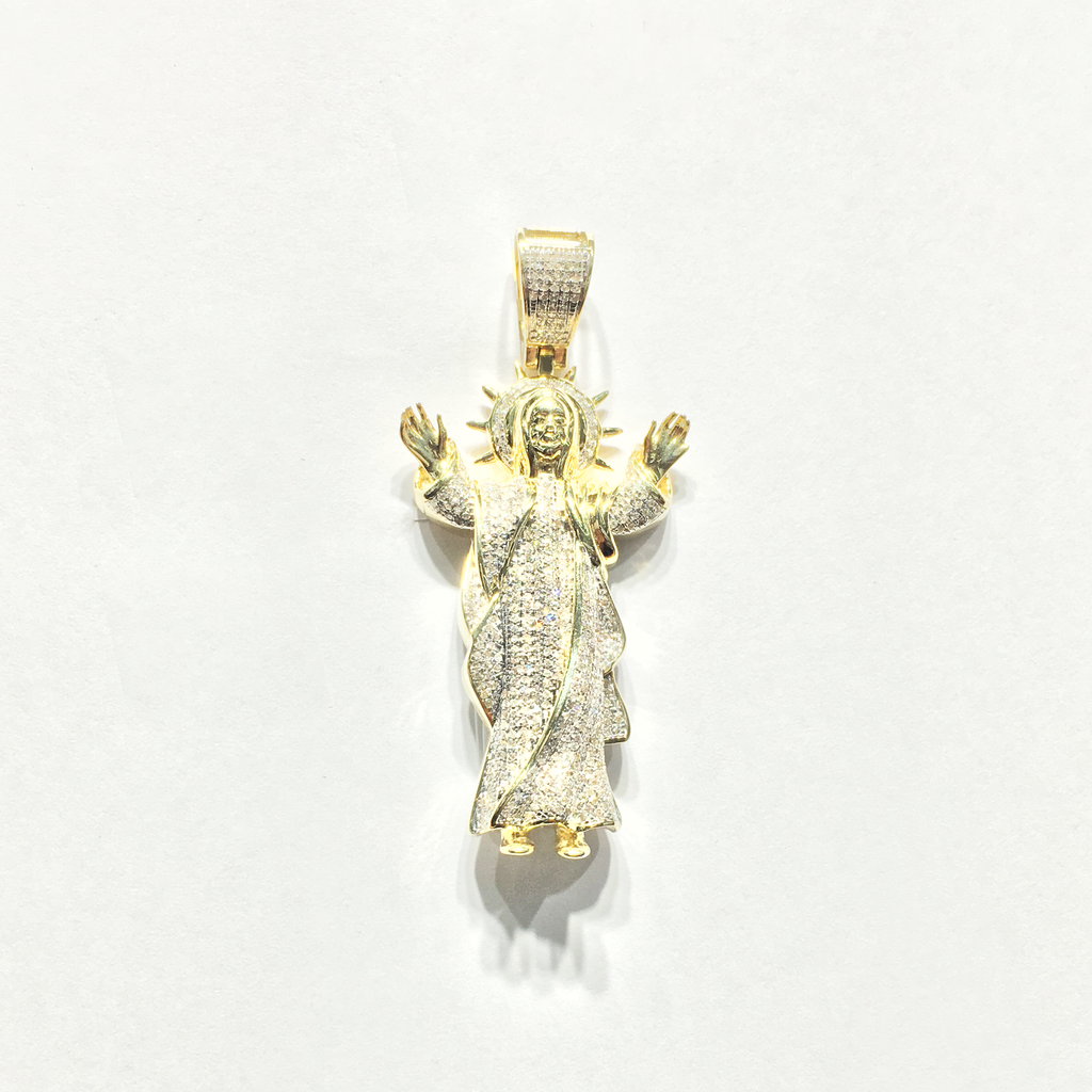 Open Arms Whole Body Jesus Diamond Iced-Out Pendant (10K) – Popular J