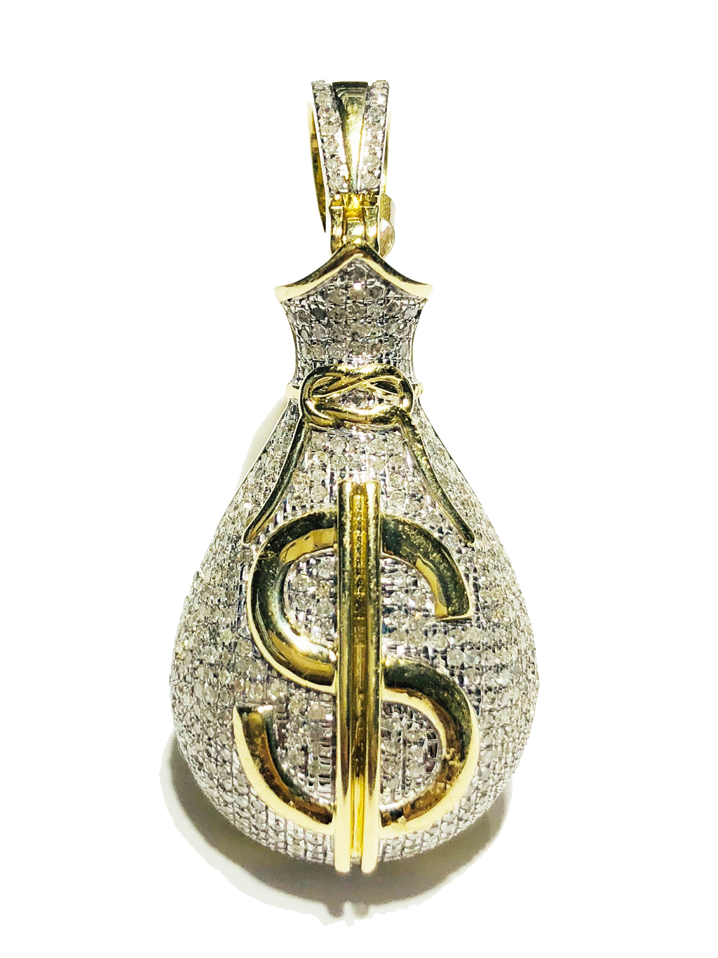 Iced Out Diamond Money Bag Pendant (10K) – Popular J