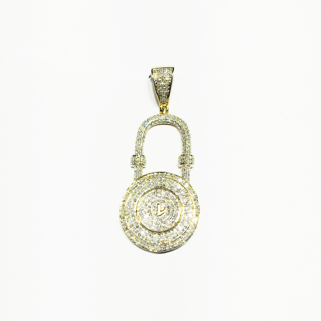 Padlock Diamond Iced-Out Pendant 14K Yellow Gold – Popular J