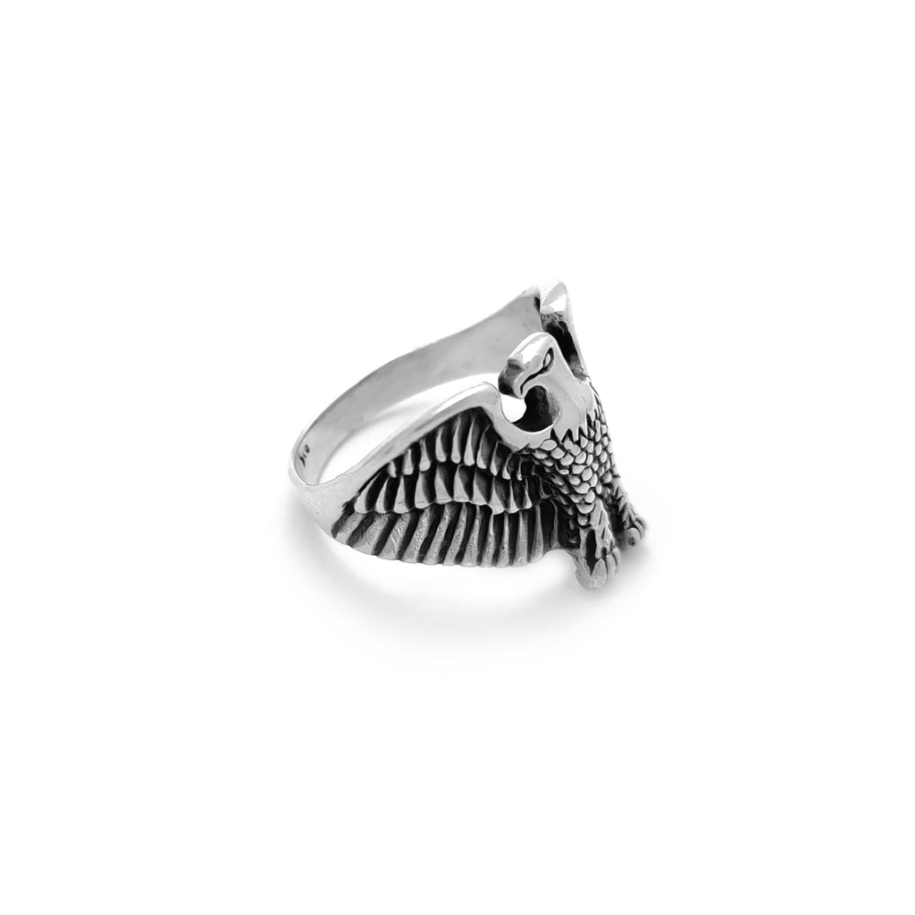 Antique-Finish Hawk Ring (Silver) – Popular J