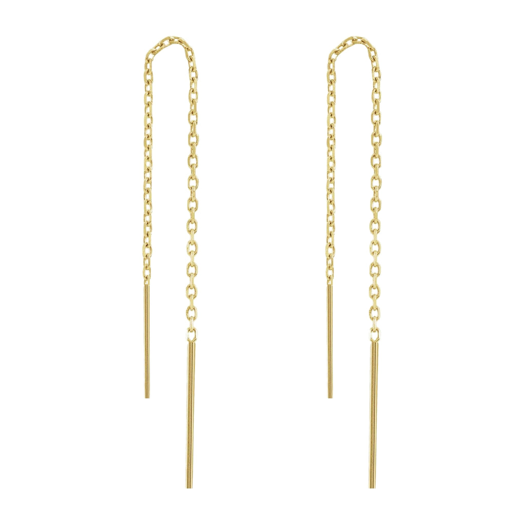Cable Chain Ear Threads Dangle Drop Earrings (14K) – Popular J