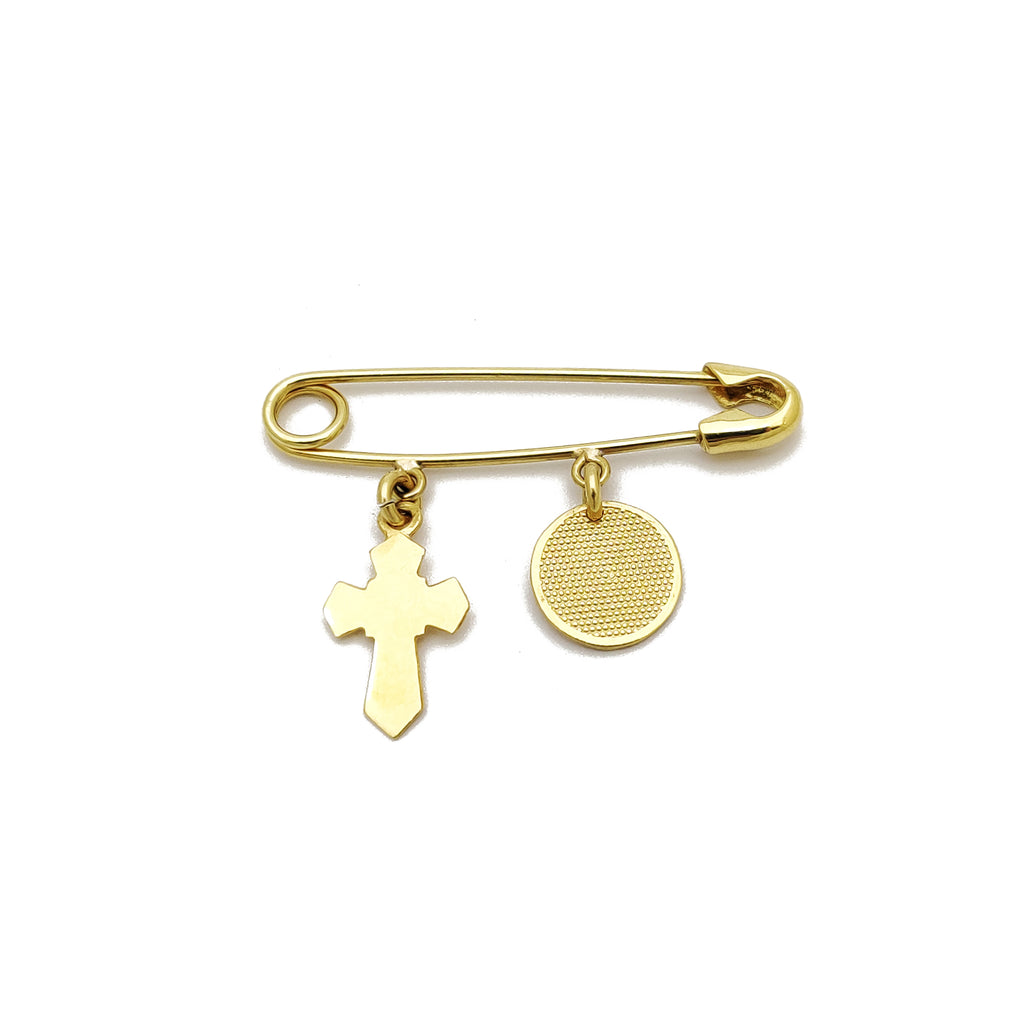 Cross / Virgin Mary Safety Pin (14K) – Popular J