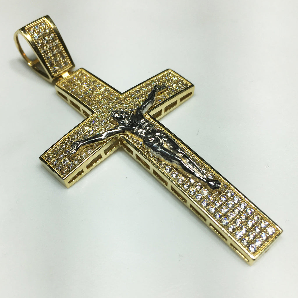 Iced-Out Crucifix Pendant (14K) – Popular J