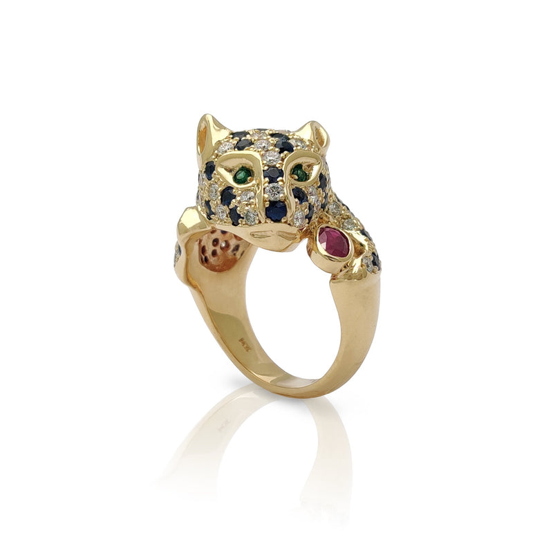 Multi-Color Stones Magnificent Panther Diamond Ring (14K) – Popular J
