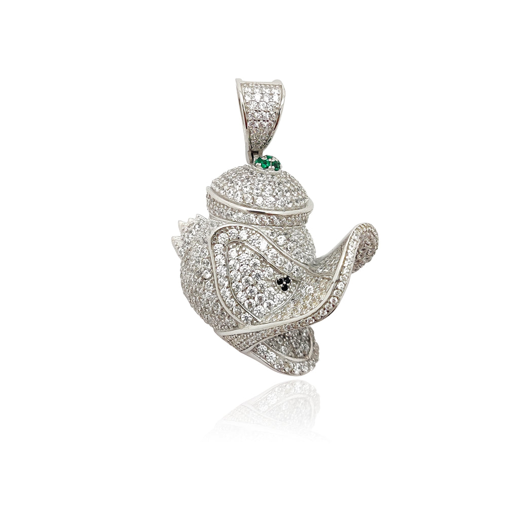 Iced-Out Donald Duck Pendant (Silver) – Popular J