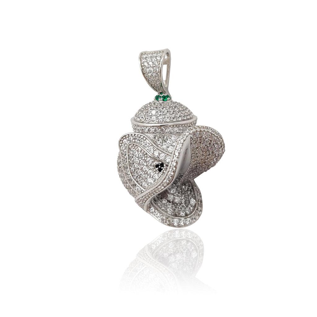 Iced-Out Donald Duck Pendant (Silver) – Popular J