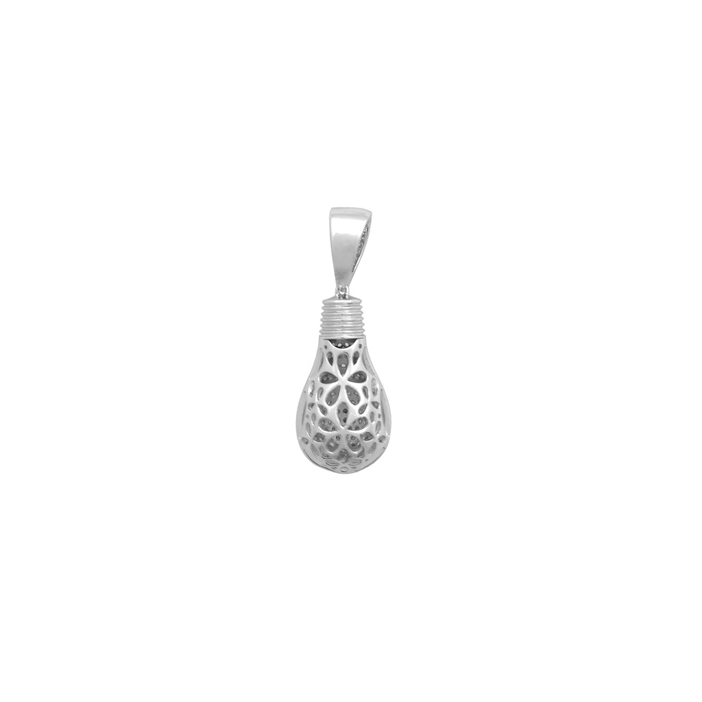 Iced-Out Incandescent Light Bulb Pendant (Silver) – Popular J