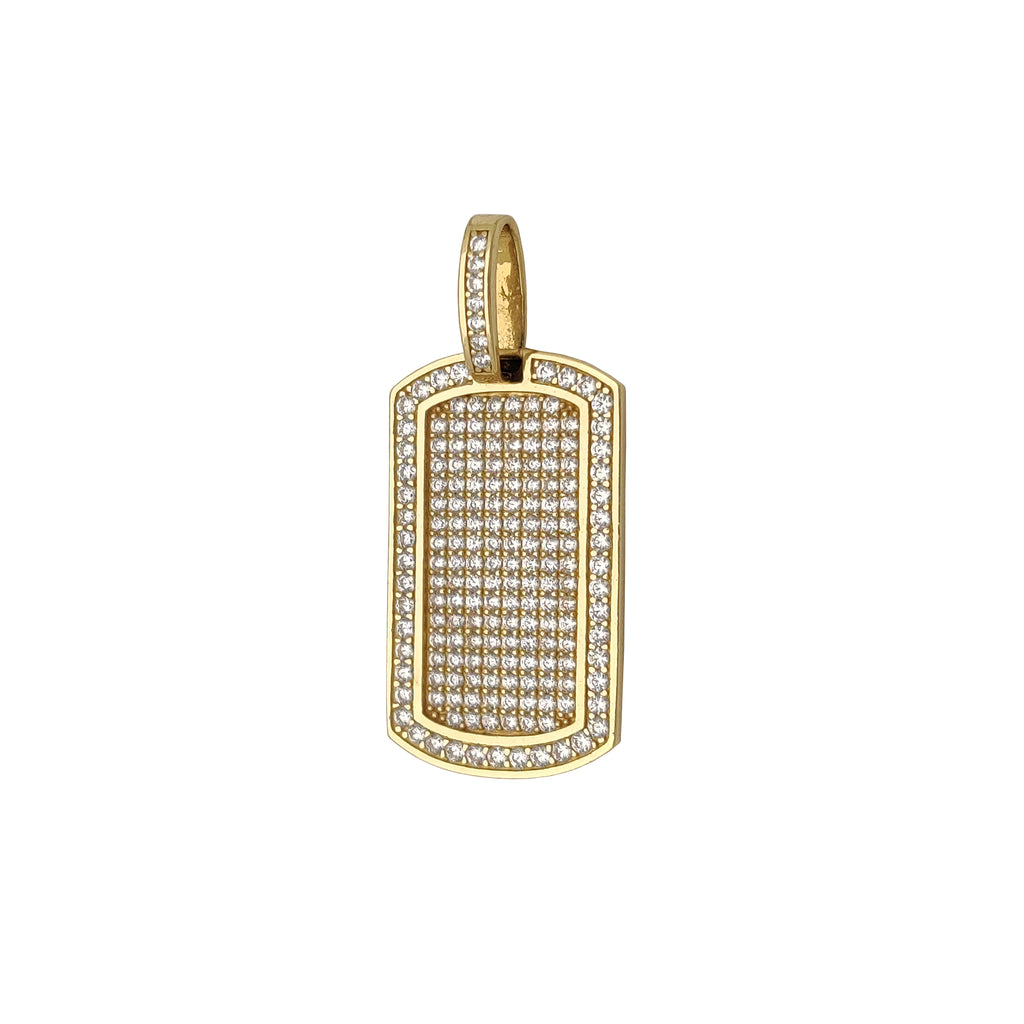 Iced-Out Military Dog Tag CZ (14K) – Popular J
