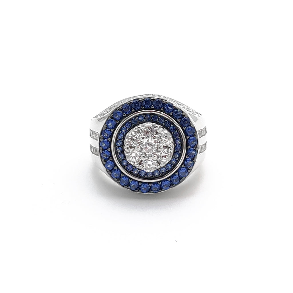 Iced-Out Round Empire Ring (Silver) – Popular J