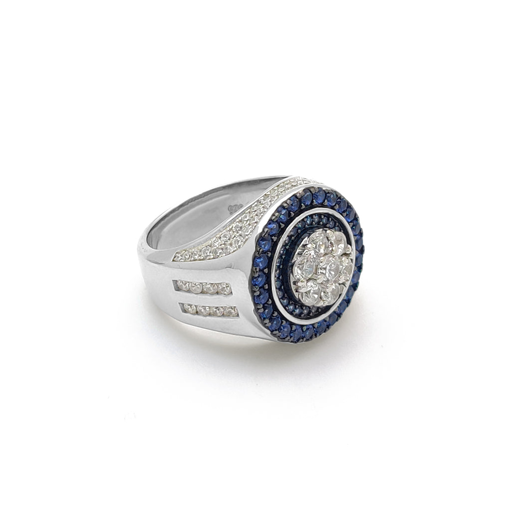 Iced-Out Round Empire Ring (Silver) – Popular J
