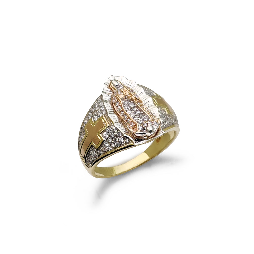 Icy Virgin Mary with Cross Ring (14K) – Popular J