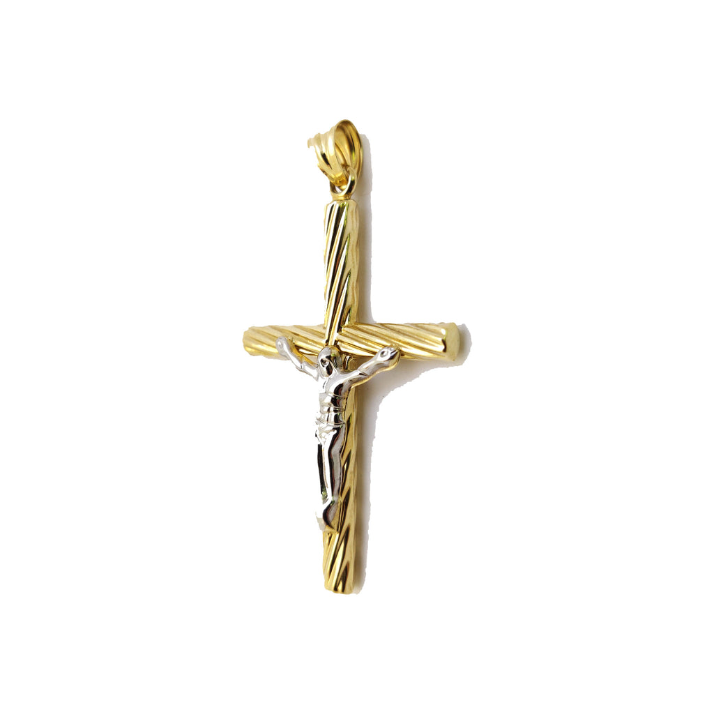 Oblique Rope Crucifix Cross Pendant (14K) – Popular J