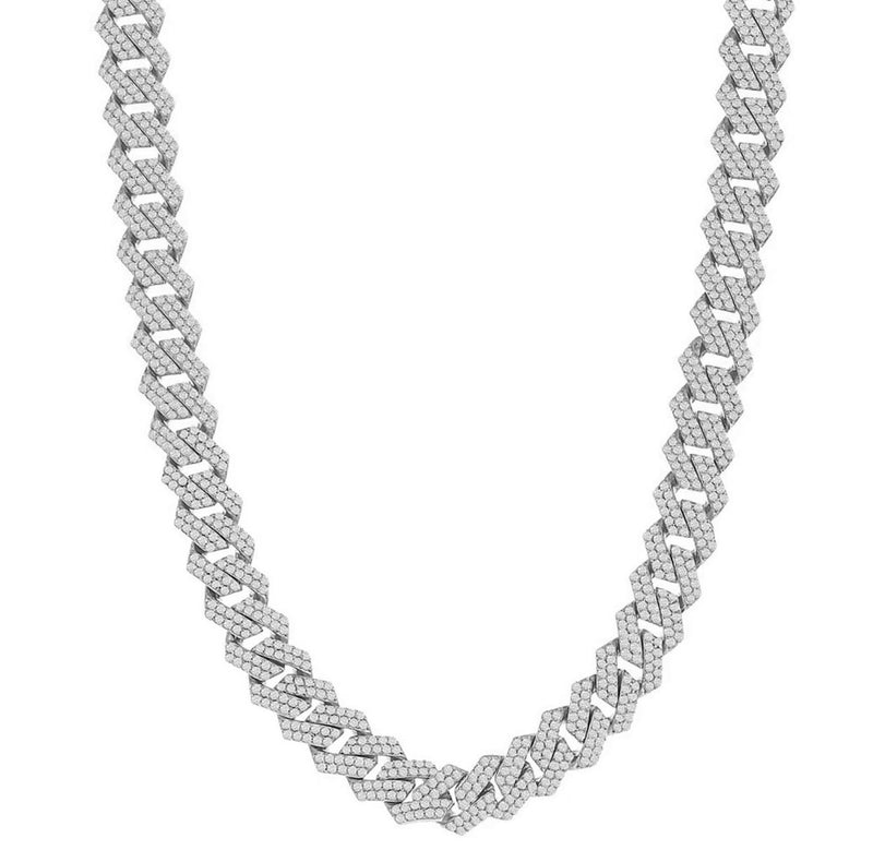 Iced-Out Monaco Edge Chain (Silver) – Popular J
