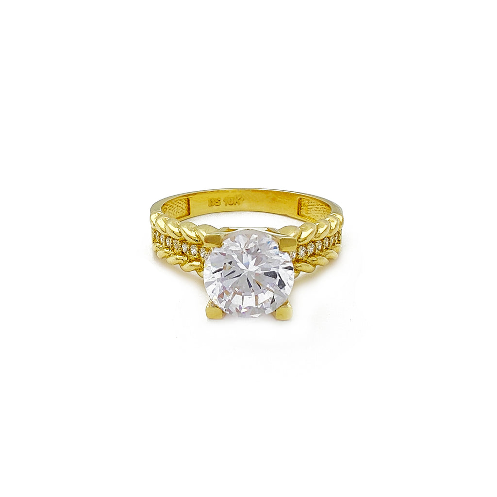 Entwining Single-Row Pavé Cubic Zirconia Engagement Ring (10K) – Popular J