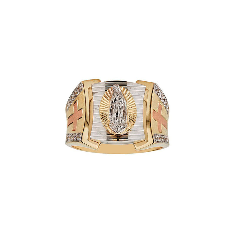 Tri-Color Virgin Mary Mens Ring (14K) – Popular J