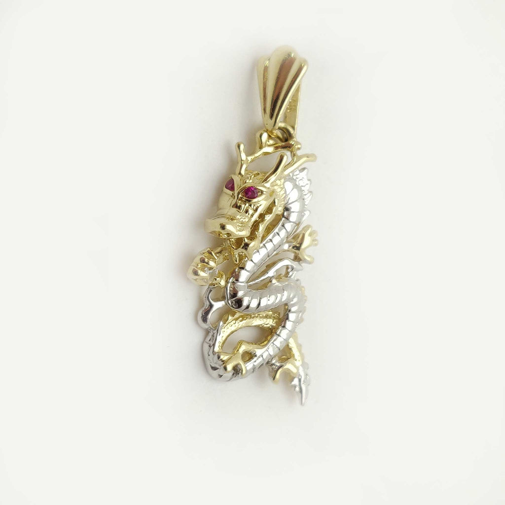 Two-Tone Dragon CZ Pendant (14K) – Popular J