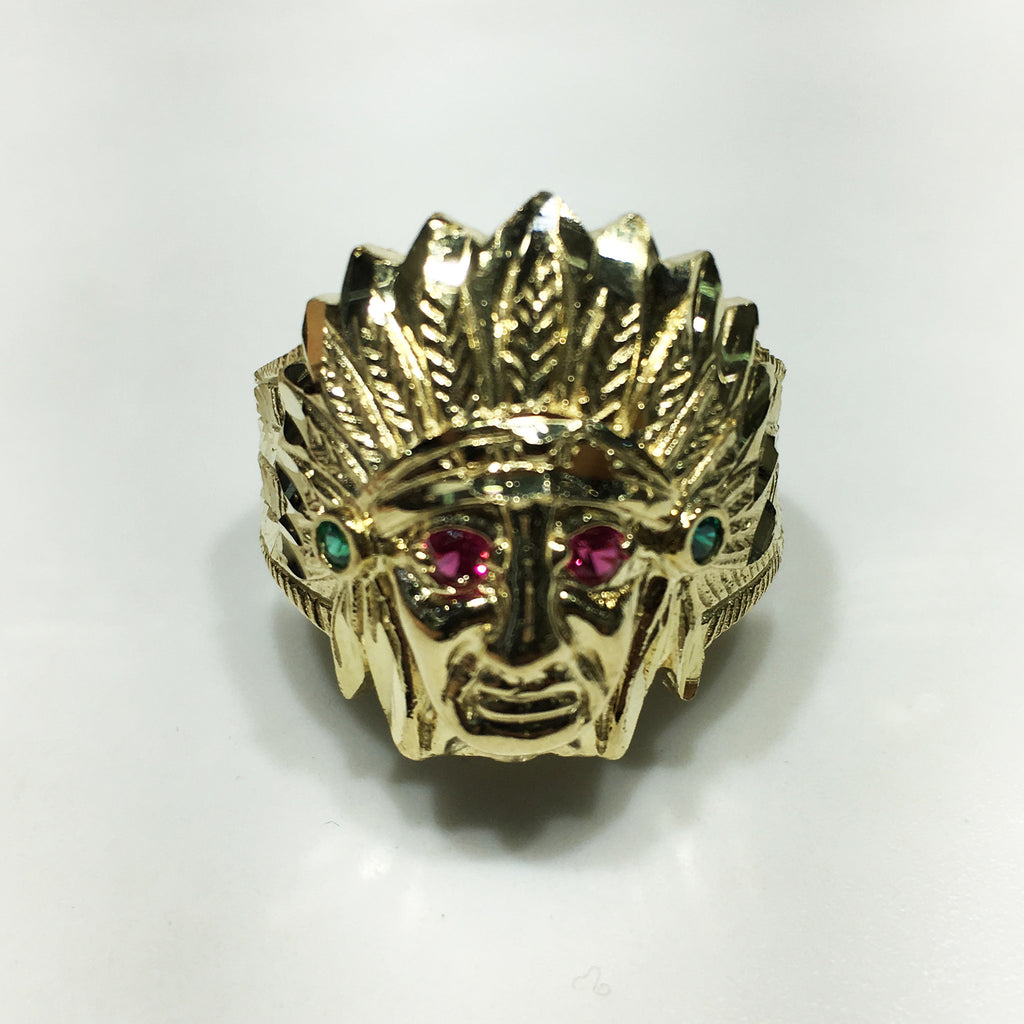 Indian Head Ring (Gemstone Eyes) 10K – Popular J