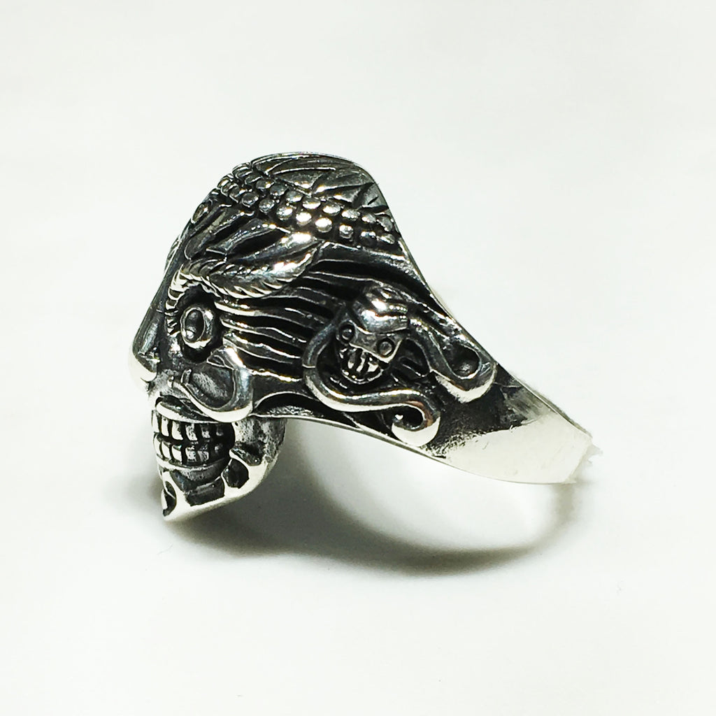Antique-Finish Samurai Mask Ring (Silver) – Popular J