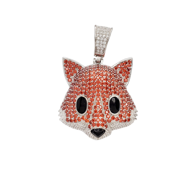 Iced-Out Fox Head Pendant (Silver) – Popular J